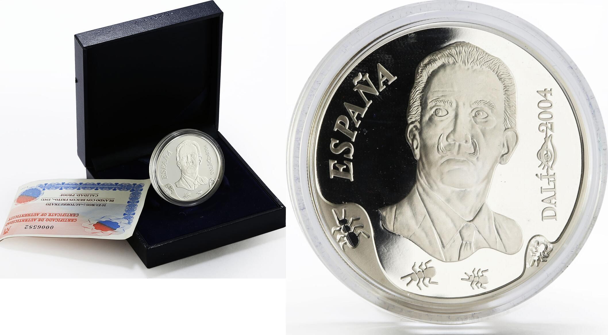 Spain 10 euro 100th Birth Anniversary of Salvador Dali proof silver ...