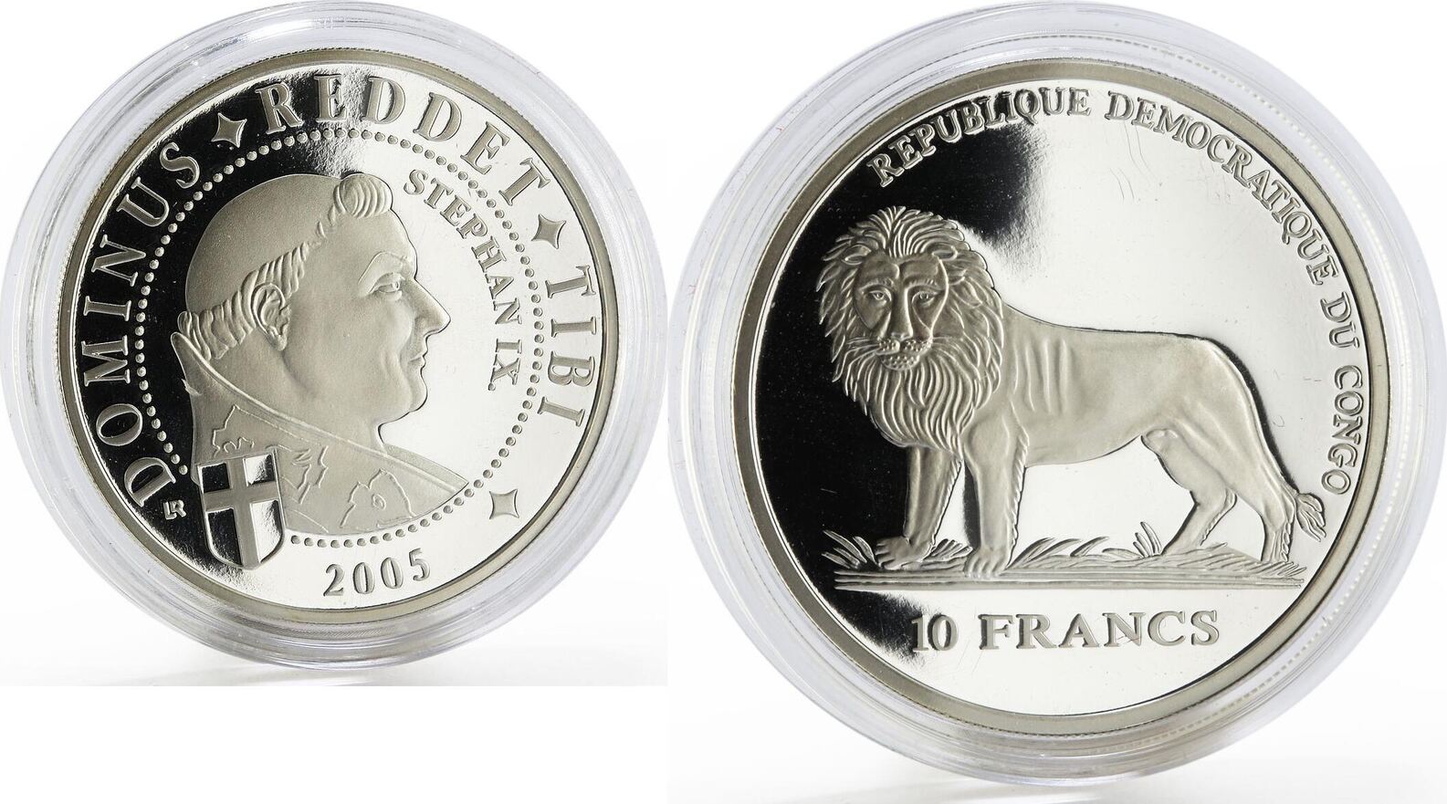 Congo 10 francs Pope Stephan the Ninth proof silver coin 2005 | MA-Shops
