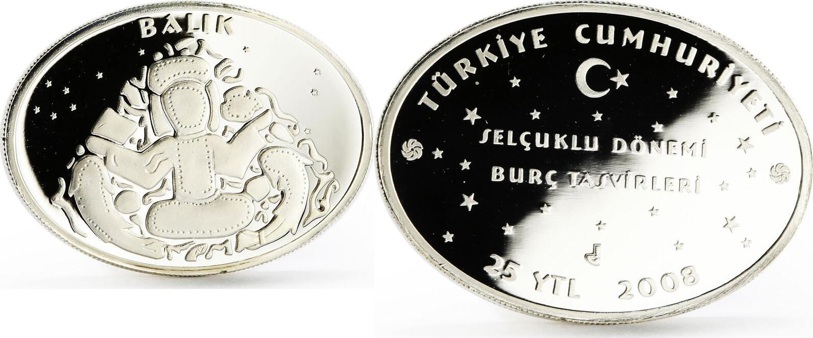 Turkey 25 lira Zodiac Horoscope Signs series Pisces proof silver coin ...