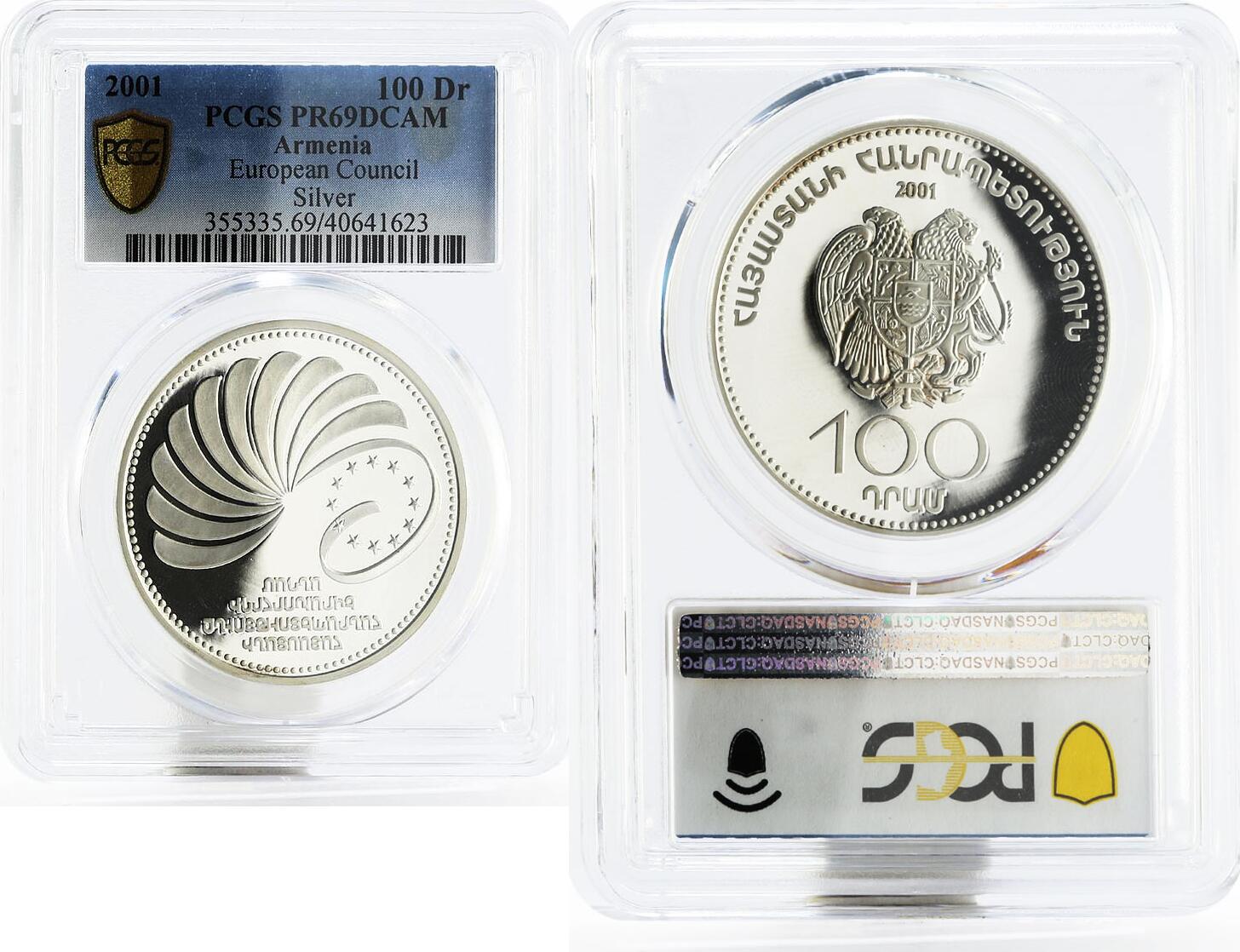 Armenia 100 dram Membership in the Council of Europe PR69 PCGS silver ...