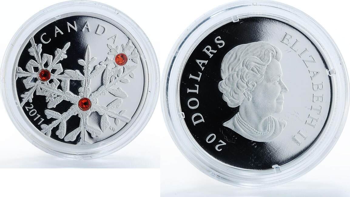 Canada 20 dollars Crystal Snowflake Hyacinth Red silver proof coin 2011 ...