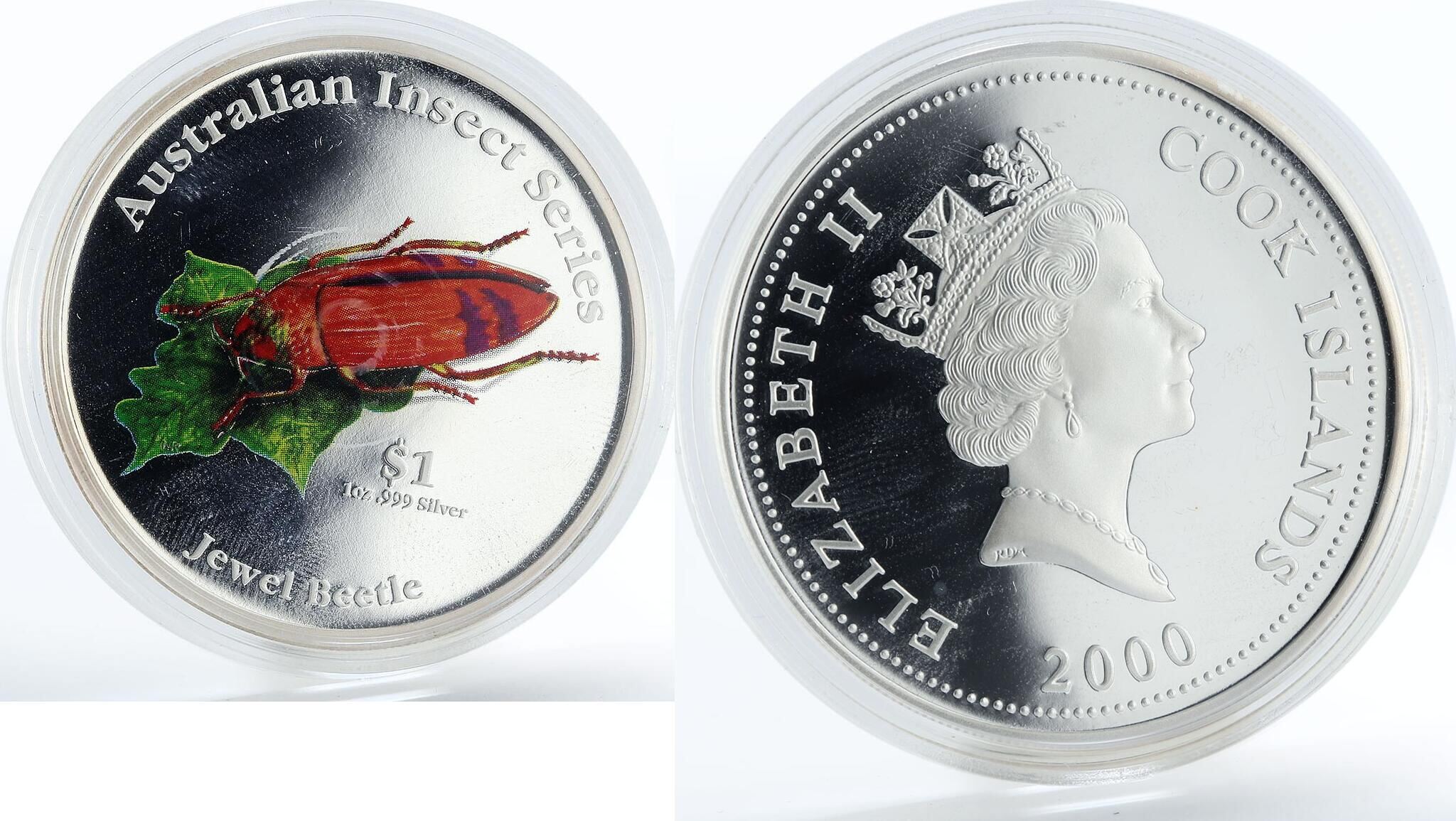 Cook Islands 1 dollar Jewel Beetle proof silver coin 2000 | MA-Shops