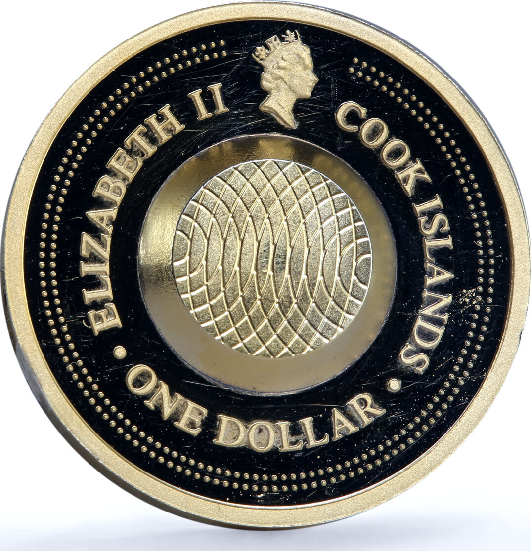 Cook Islands 1 dollar Gemstone Zodiac Signs series Aries gilded silver ...