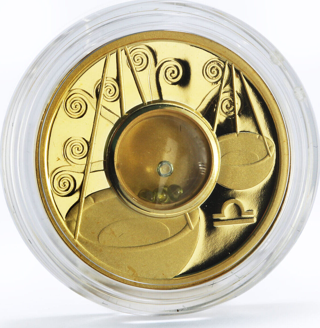 Cook Islands 1 dollar Gemstone Zodiac Signs series Libra gilded silver ...
