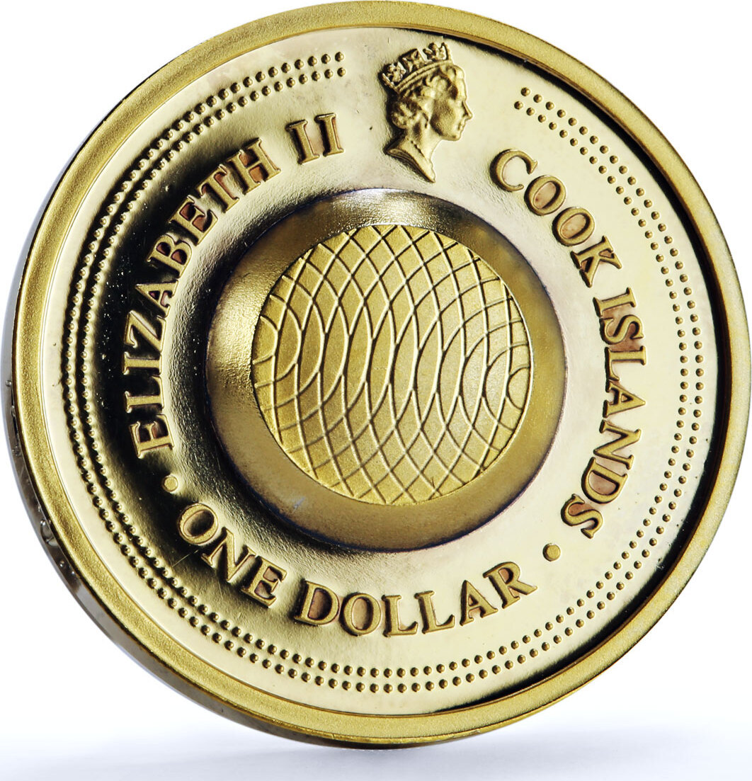Cook Islands 1 dollar Gemstone Zodiac Signs series Aquarius gilded Ag ...