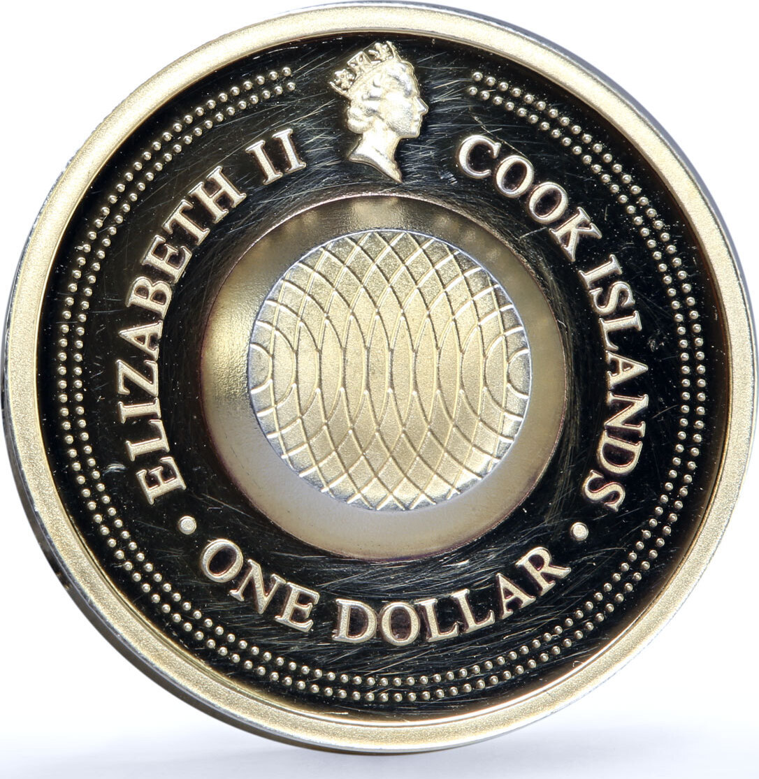 Cook Islands 1 dollar Gemstone Zodiac Signs series Cancer gilded Ag ...