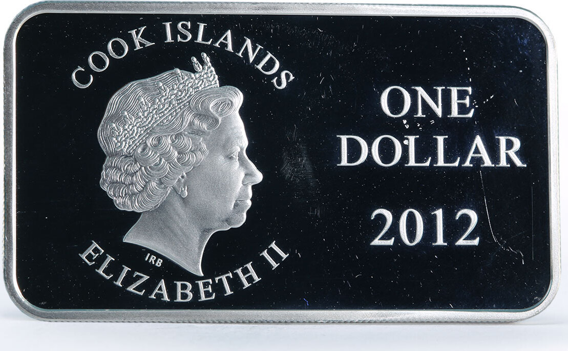Cook Islands 1 dollar Year of the Dragon Double Happiness colored Ag ...