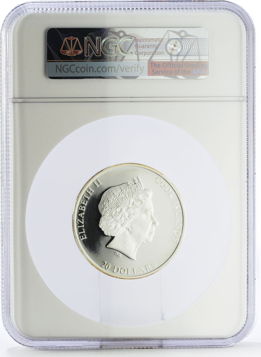Cook Islands 20 dollars Caspar Art Wanderer Above Sea Fog PF69 NGC Ag ...