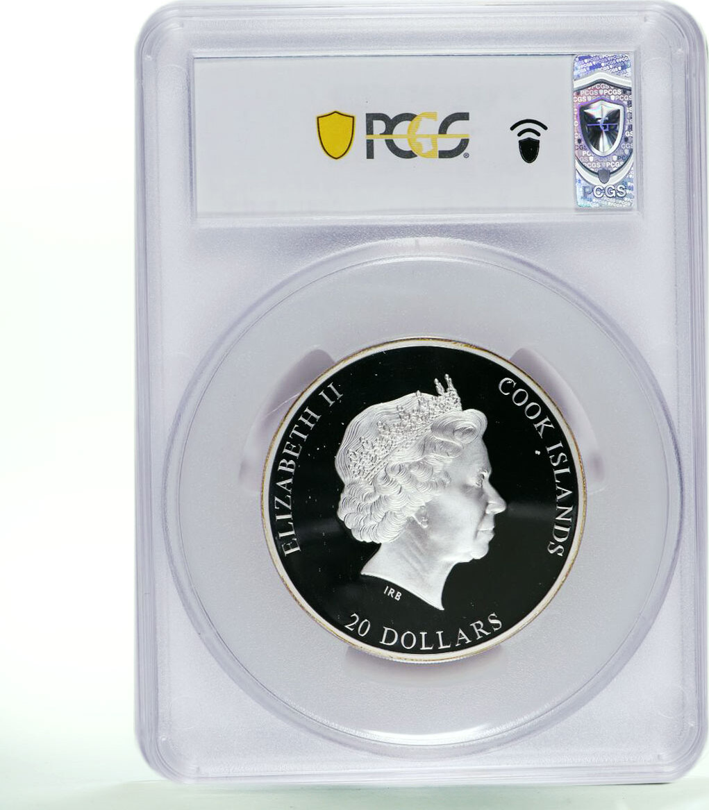 Cook Islands 20 dollars Peter Rubens Leda Swan Bird Art PR68 PCGS Ag ...