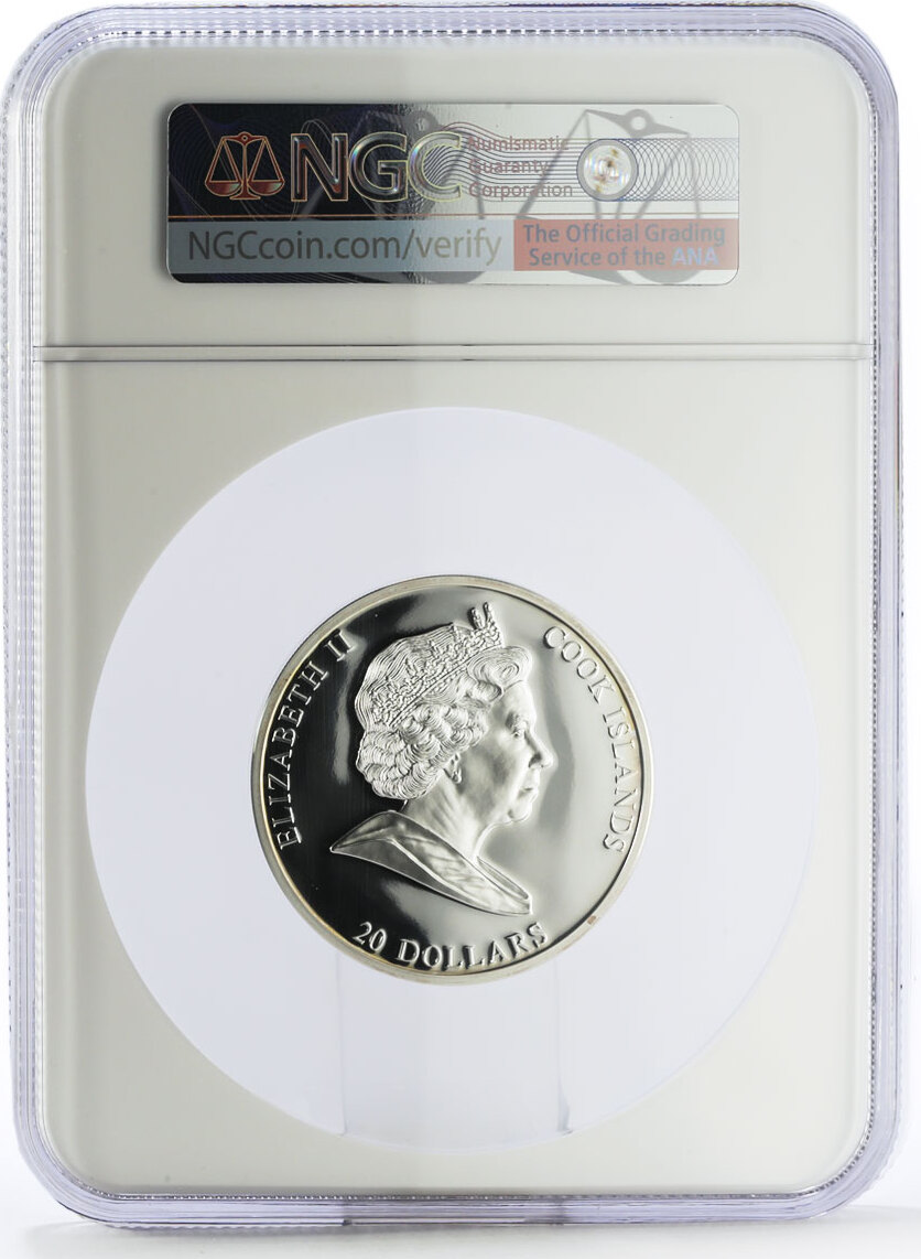 Cook Islands 20 dollars Vincent van Gogh Art Sunflowers PF69 NGC Ag ...