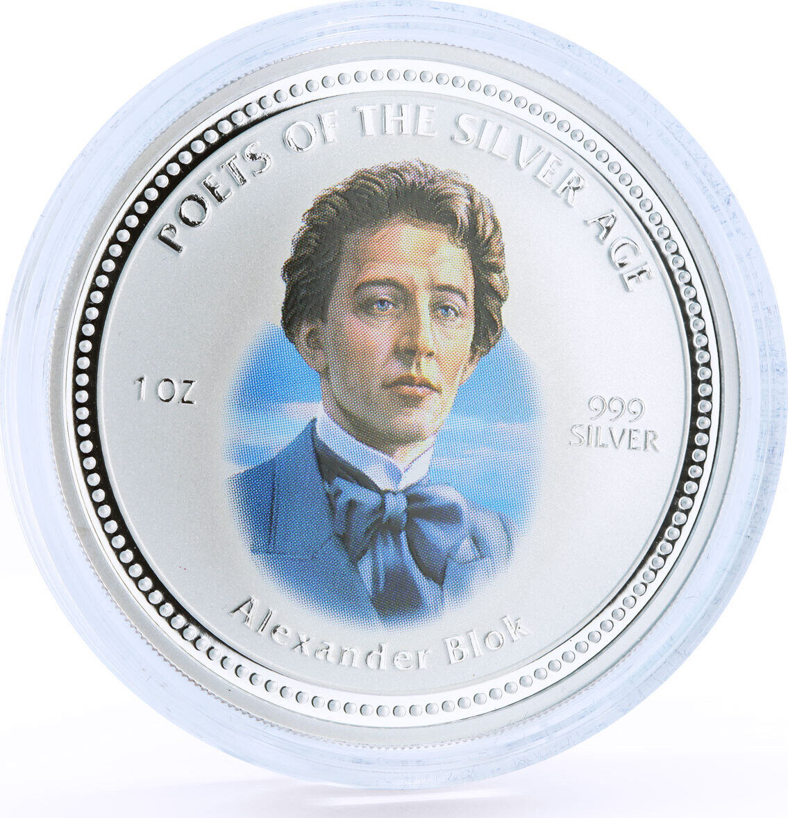 Cook Islands 2 dollars The Silver Age Poet Alex Blok colored silver ...