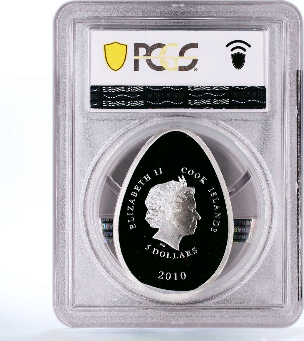 Cook Islands 5 dollars Imperial Faberge Green Egg PR69 PCGS silver coin ...