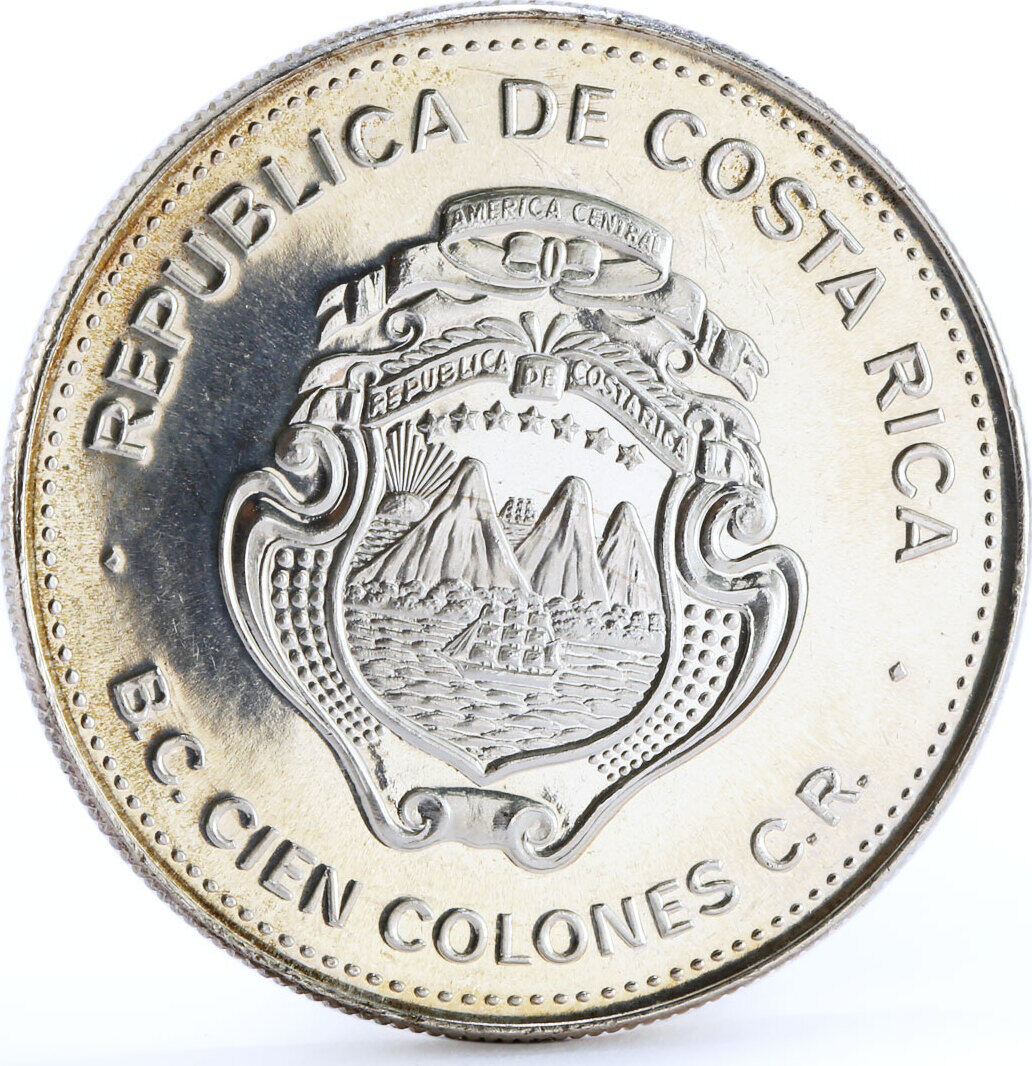 Costa Rica 100 colones International Year of the Child Birds silver ...
