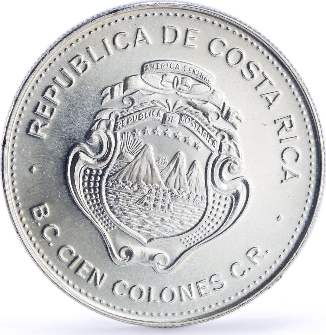 Costa Rica 100 colones International Year of the Child Birds silver ...