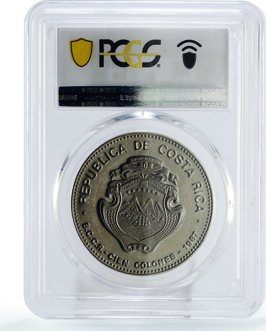 Costa Rica 100 colones President Oscar Arias Nobel Prize MS65 PCGS Ni ...