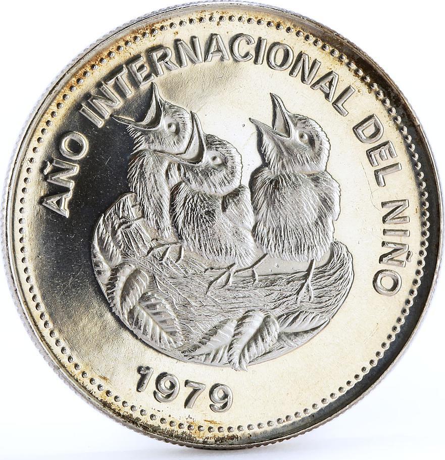 Costa Rica 100 colones International Year of the Child Birds silver ...