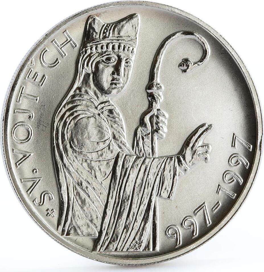Czech Republic 200 korun Holy Father Saint Adalbert of Prague silver coin 1997 UNC | MA-Shops