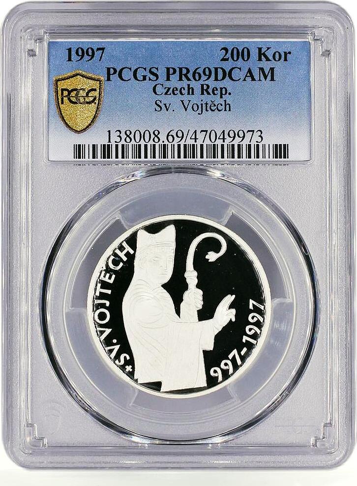 Czech Republic 200 korun 1000 Year St Adalbert St Vojtech PR69 PCG Ag coin 1997 Proof | MA-Shops