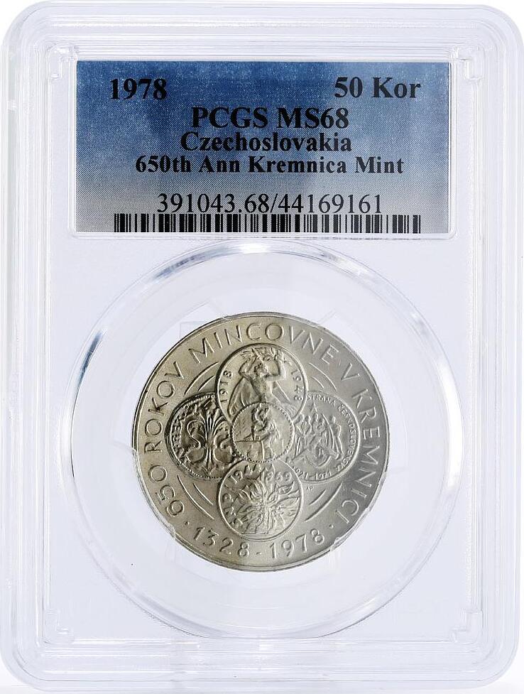 Czech Republic Czechoslovakia 50 korun 650 Years of Kremnica Mint MS68 ...