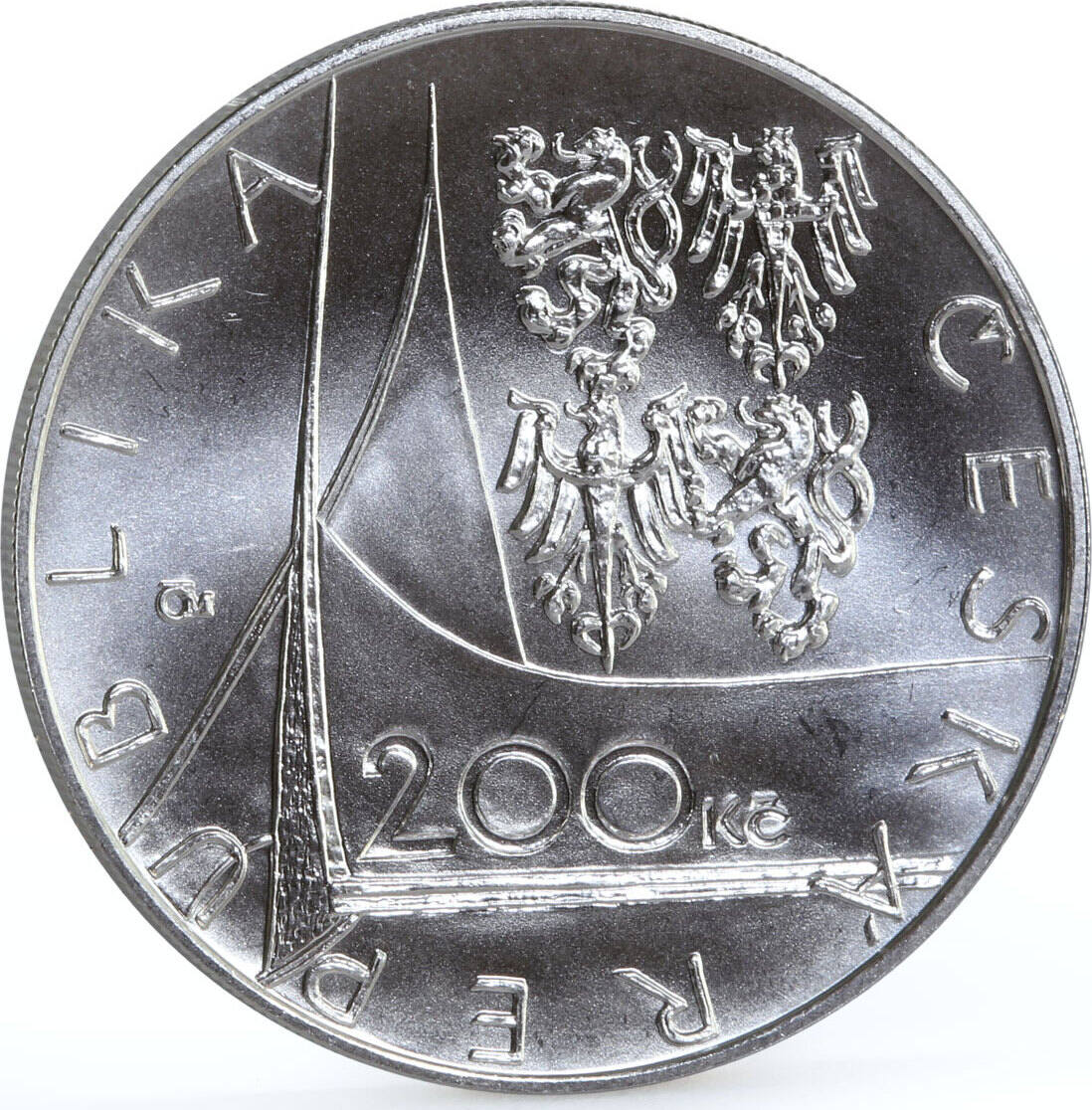 Czech Republic 200 korun Slovanech - Emauzy Cathedral Church silver coin 1997 UNC | MA-Shops