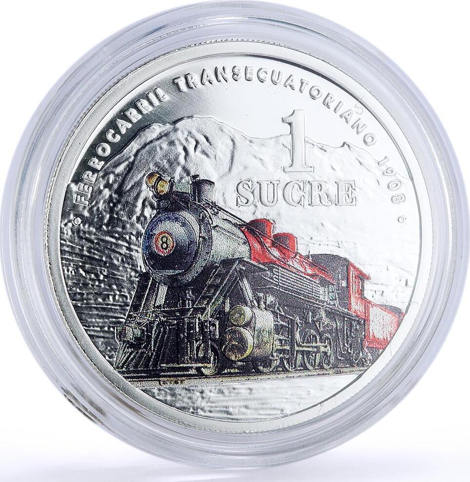 Ecuador 1 sucre Ibero-American Railways Transecuatoriano Train silver ...