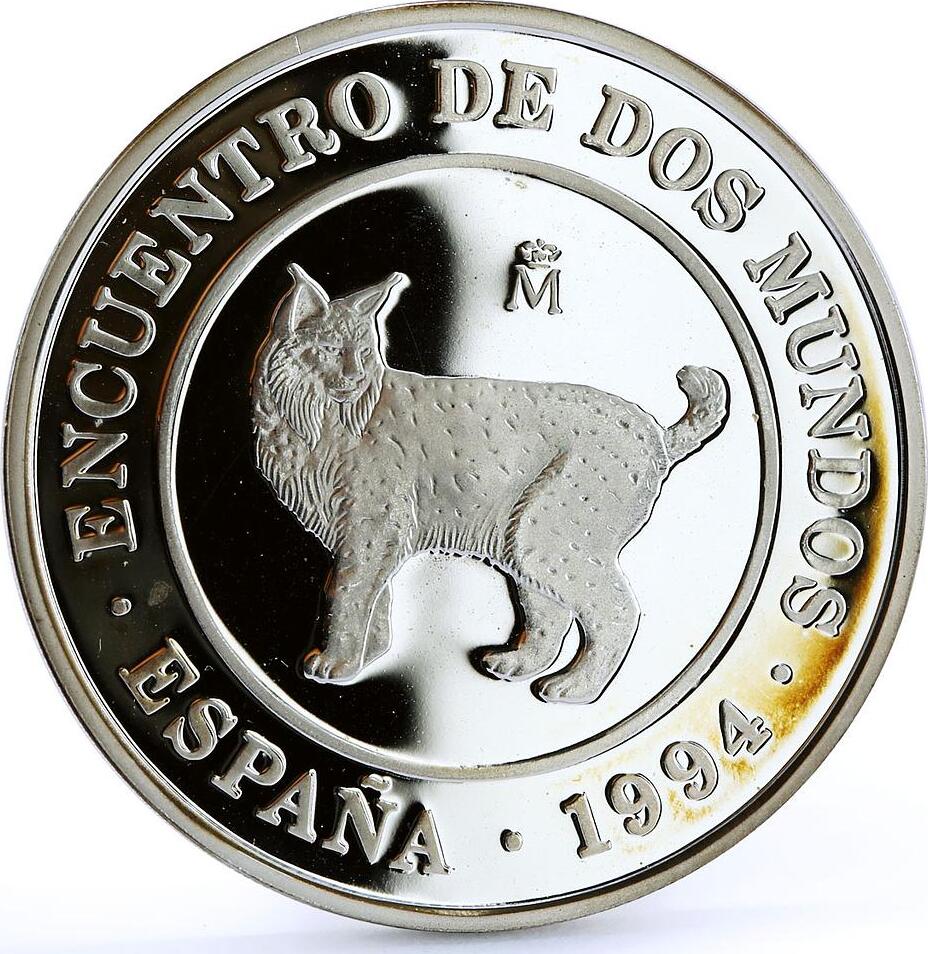 Spain 2000 pesetas Ibero America Spanish Lynx Cat Fauna Animals silver ...