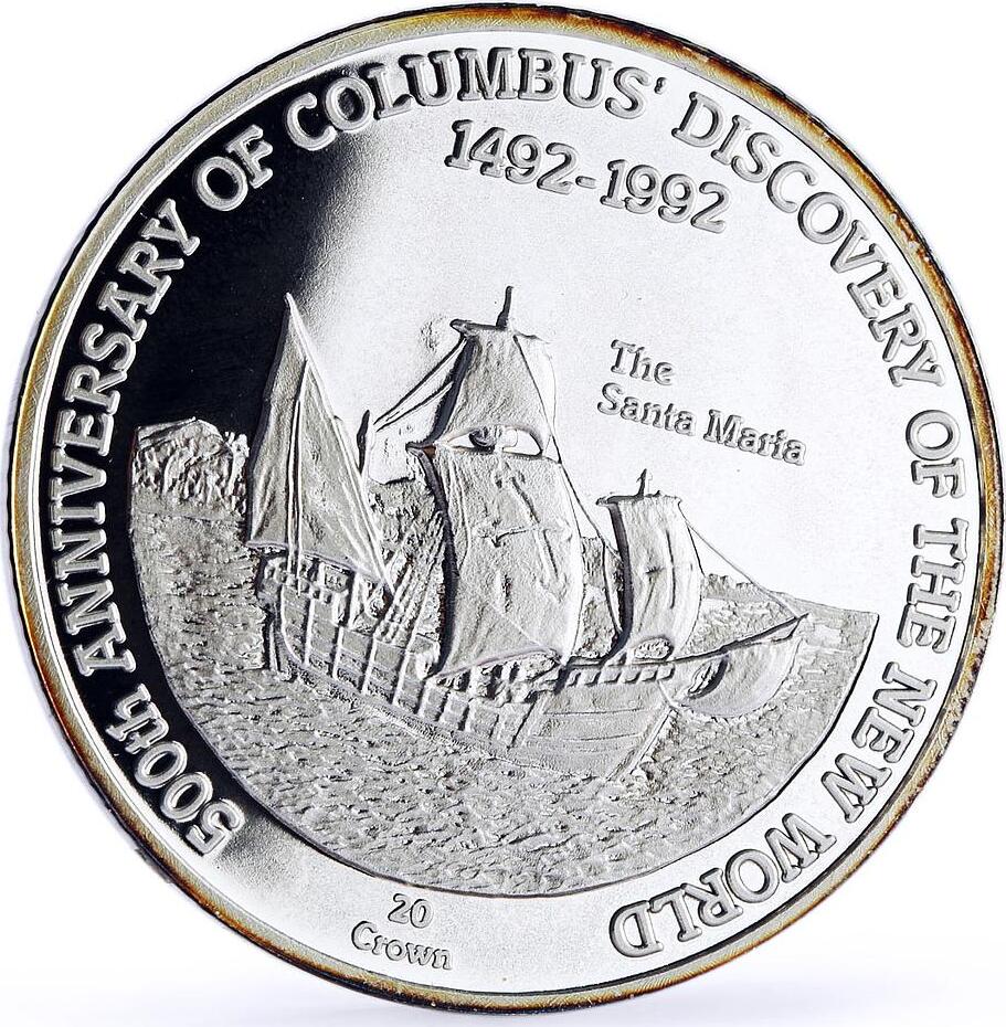 United Kingdom Turks and Caicos Islands 20 crowns Columbus Santa Maria ...