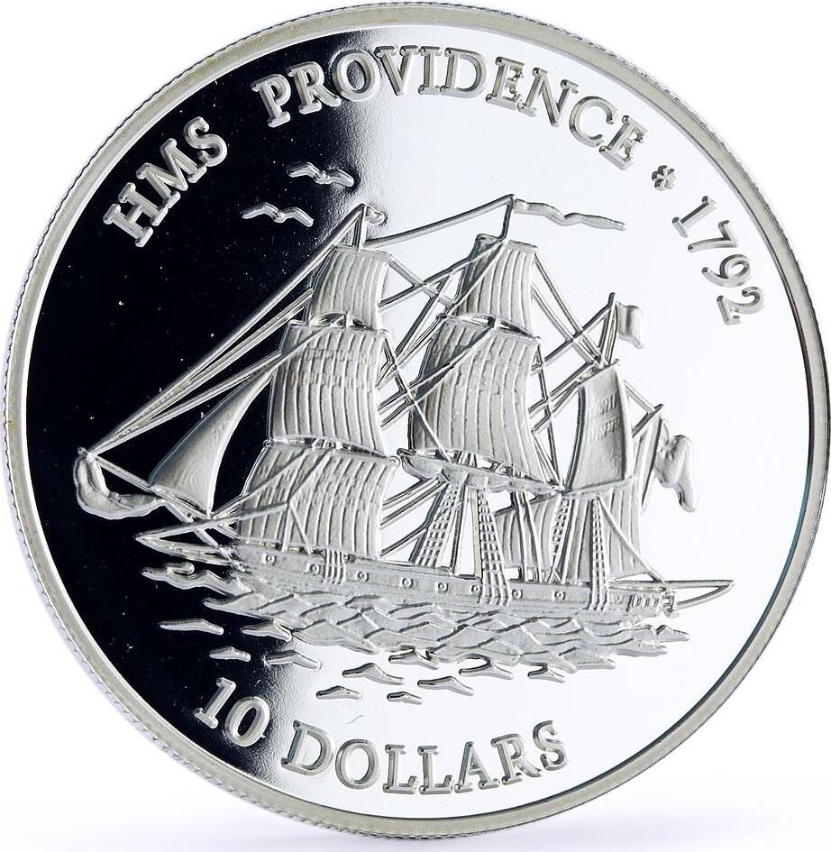 Fiji 10 dollars Seafaring HMS Providence Ship Clipper proof silver coin ...
