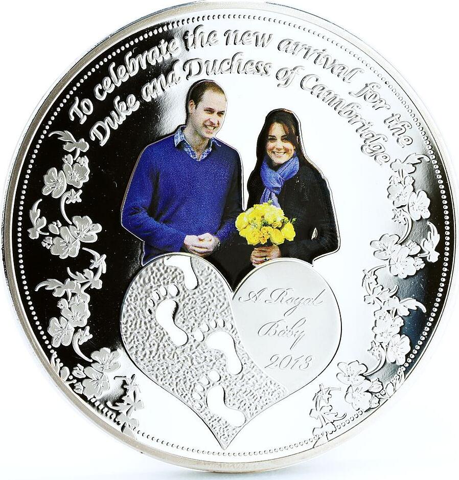 Ghana 1 cedi The Royal Baby proof colored silverplated Cu coin 2013 ...