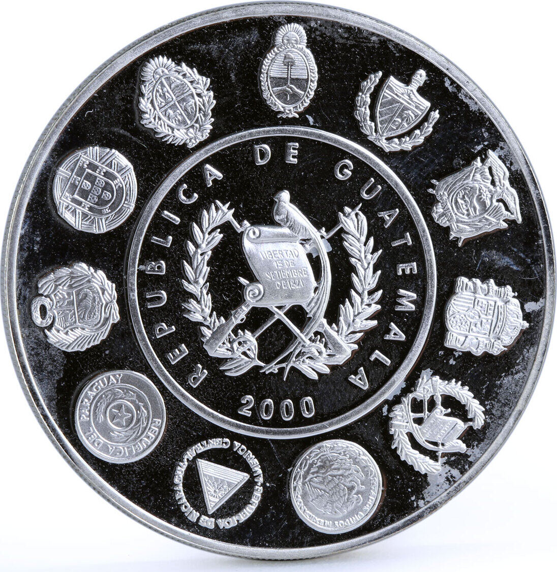 Guatemala 1 quetzal Ibero American Man Horse Animals Fauna silver coin ...