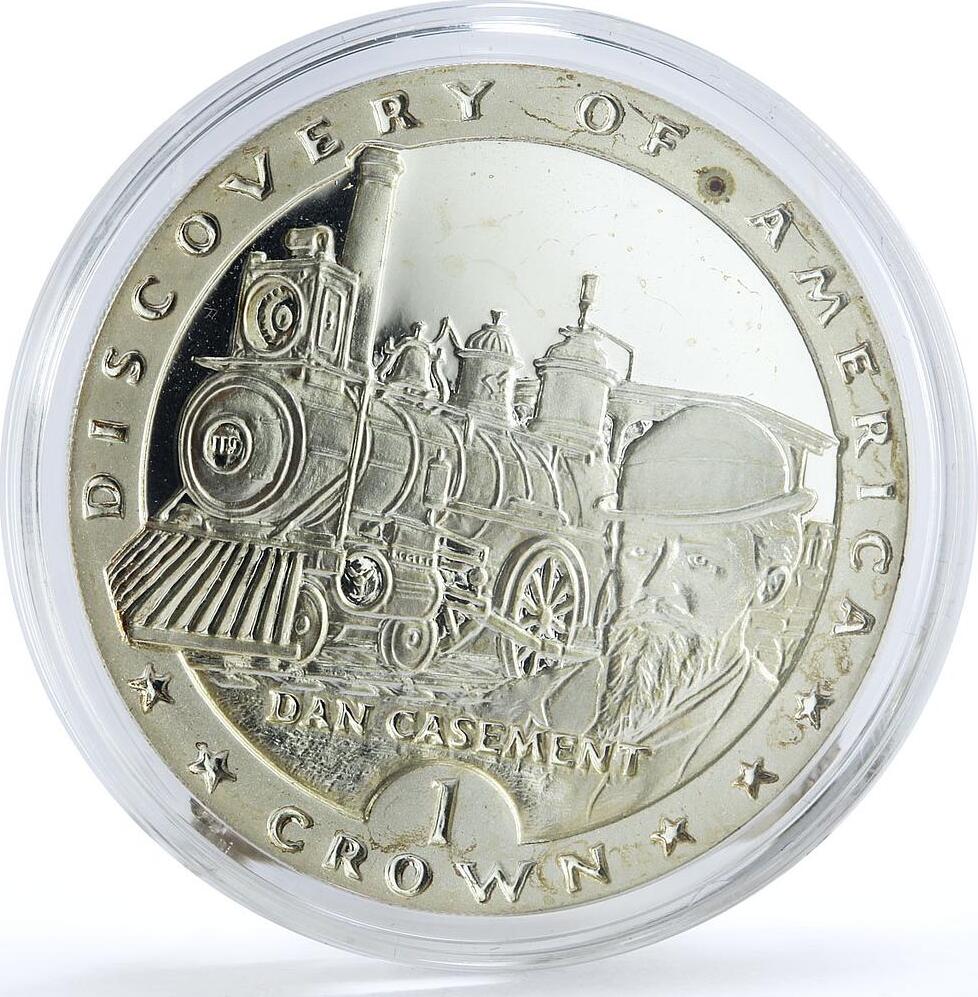 Isle of Man 1 crown Trains Railways Dan Casement Locomotive proof Ag ...