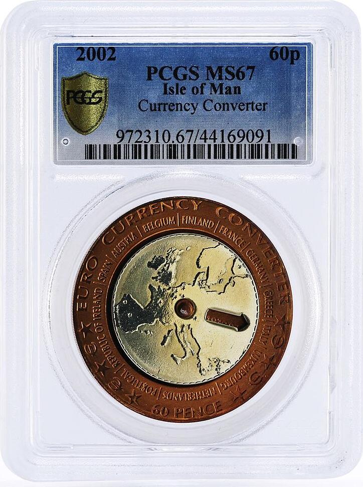 Isle of Man 60 pence Currency Converter Cash Trade MS67 PCGS bimetal ...