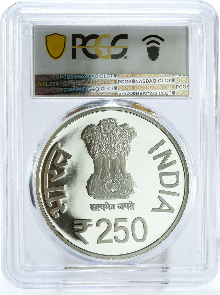 India 250 rupees Rajya Sabha Session Mahatma Gandhi PR69 PCGS silver ...