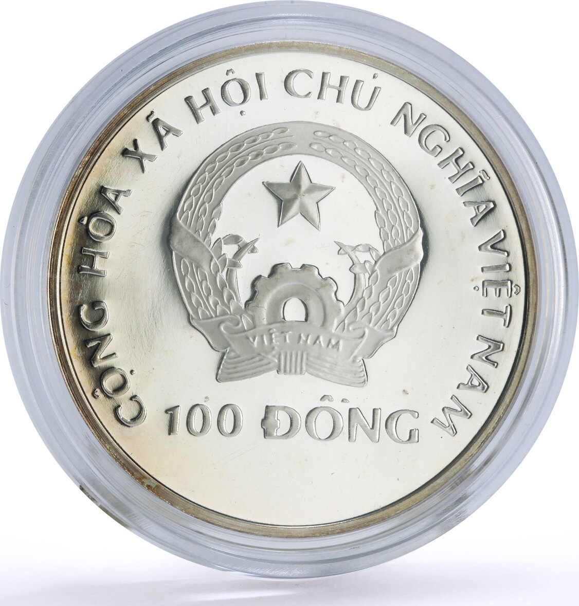 Vietnam 100 dong Seafaring Dragon Boat Ship Large proof silver coin ...