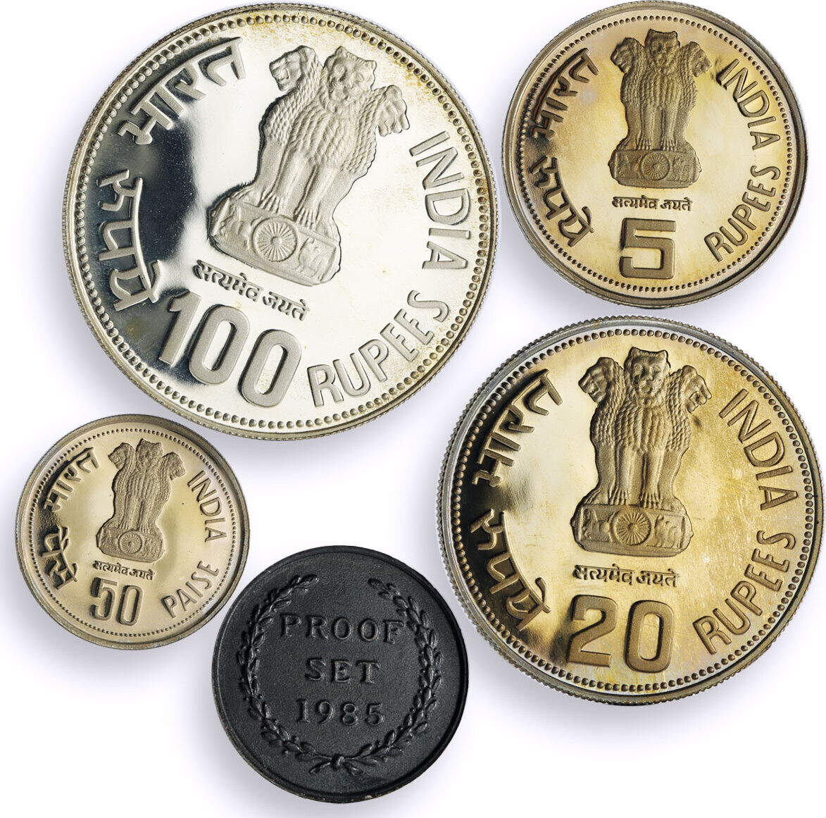 100 rupees India set of 4 Indira Gandhi Anniversary Politics proof ...