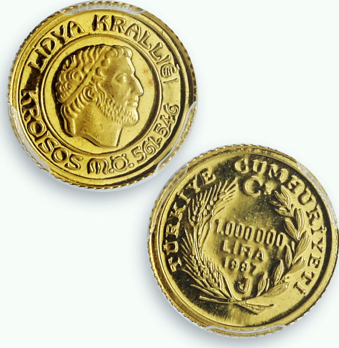 Turkey 1000000 lira Lydian King Croesus Head Facing PR65 PCGS gold coin ...