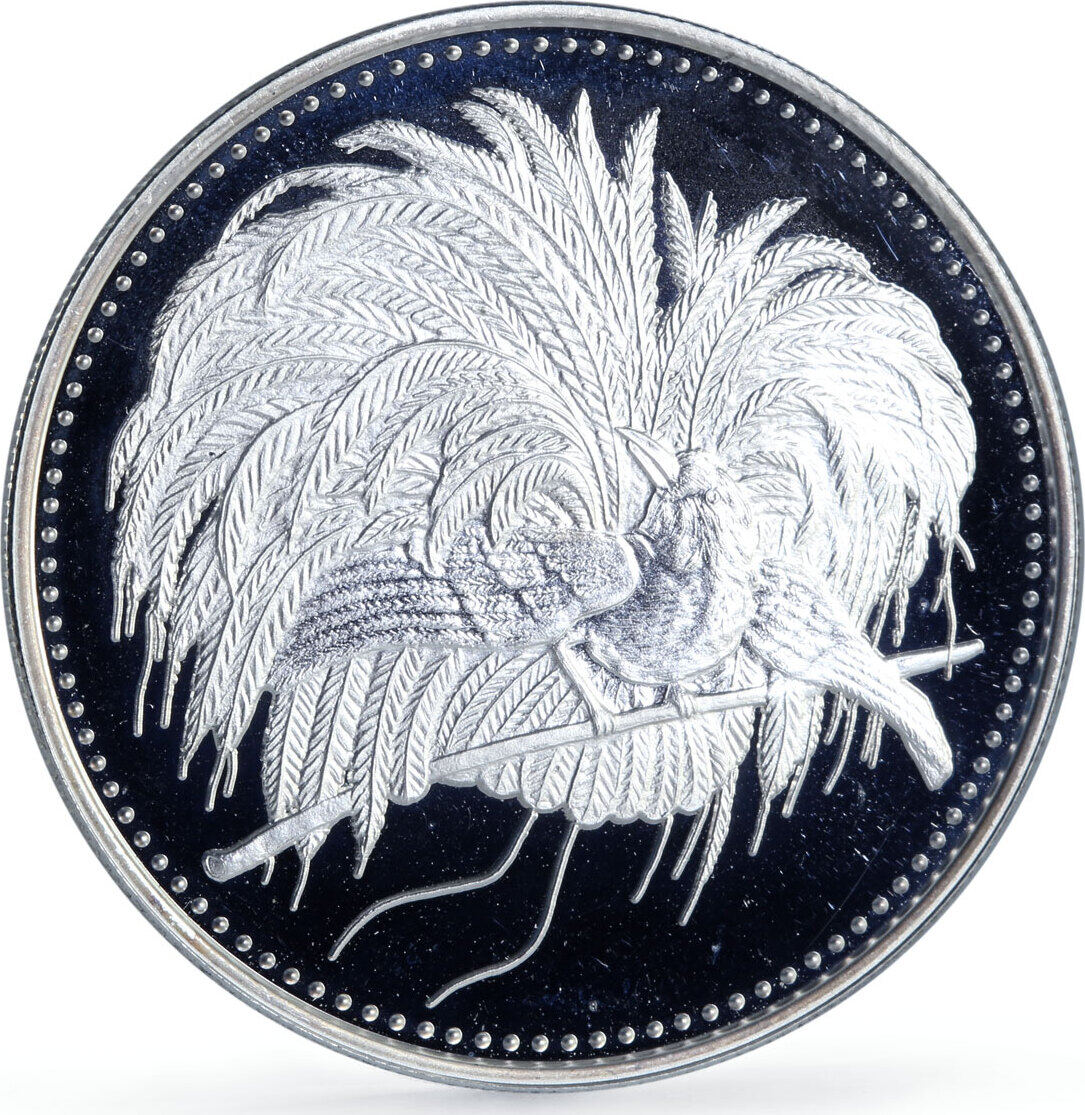 Papua New Guinea 5 kina Coinage 100 Years Paradise Bird proof silver ...