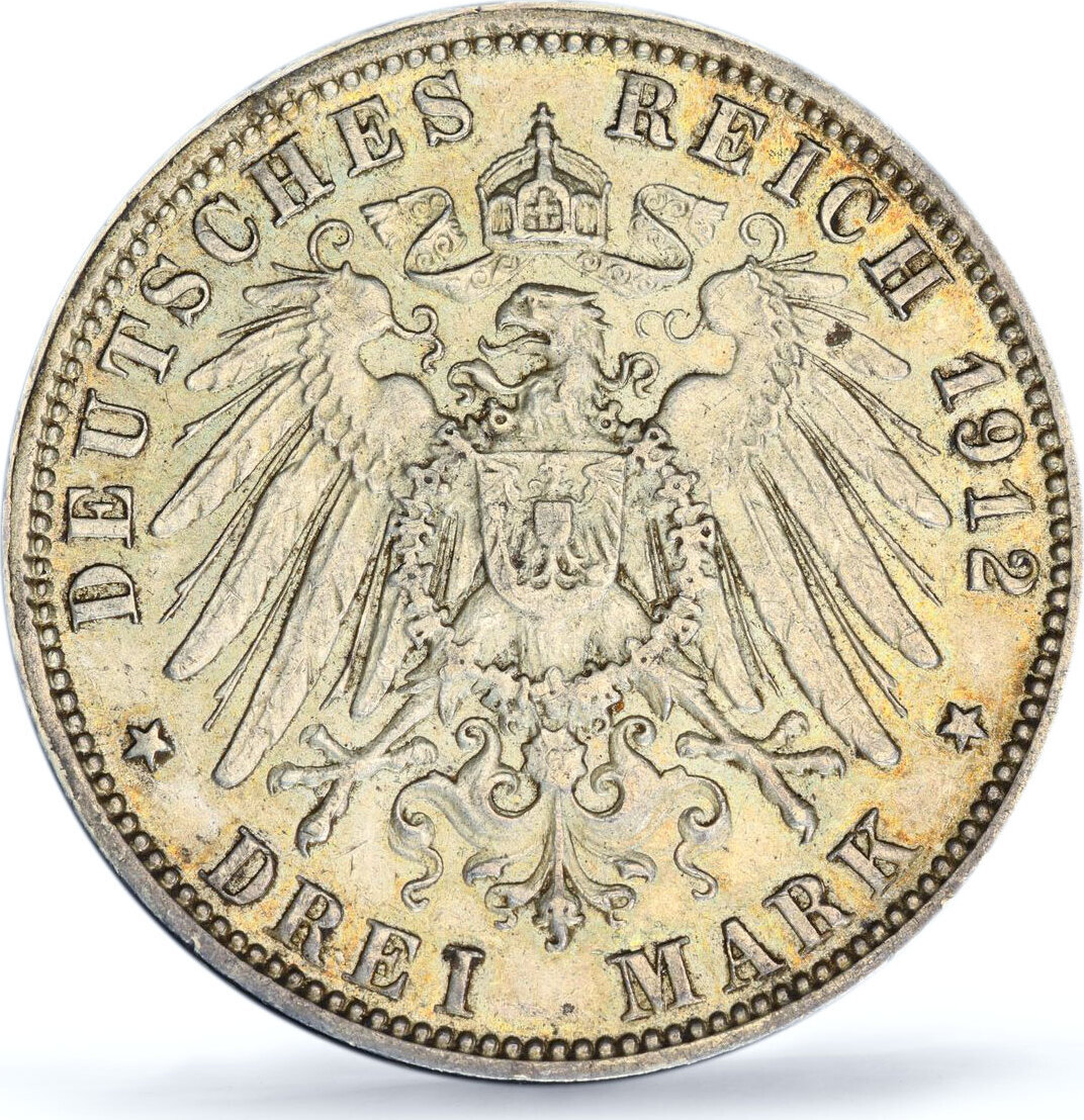 Germany Hamburg 3 mark Regular Coinage Hanseatic City AU53 PCGS silver ...