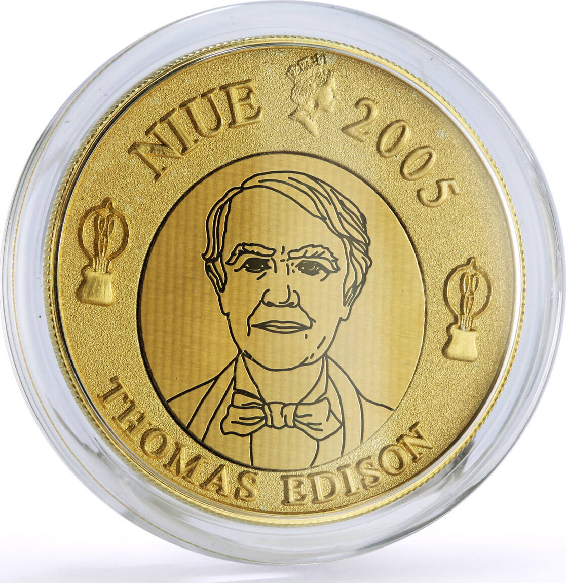 Niue 1 dollar Thomas Edison Light Bulb Inventions Science Gilt silver ...