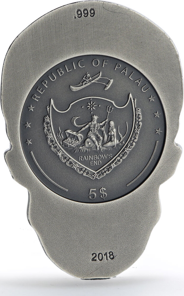 Palau 5 dollar Dia Muertos Day of the Dead La Catrina Skull silver coin ...