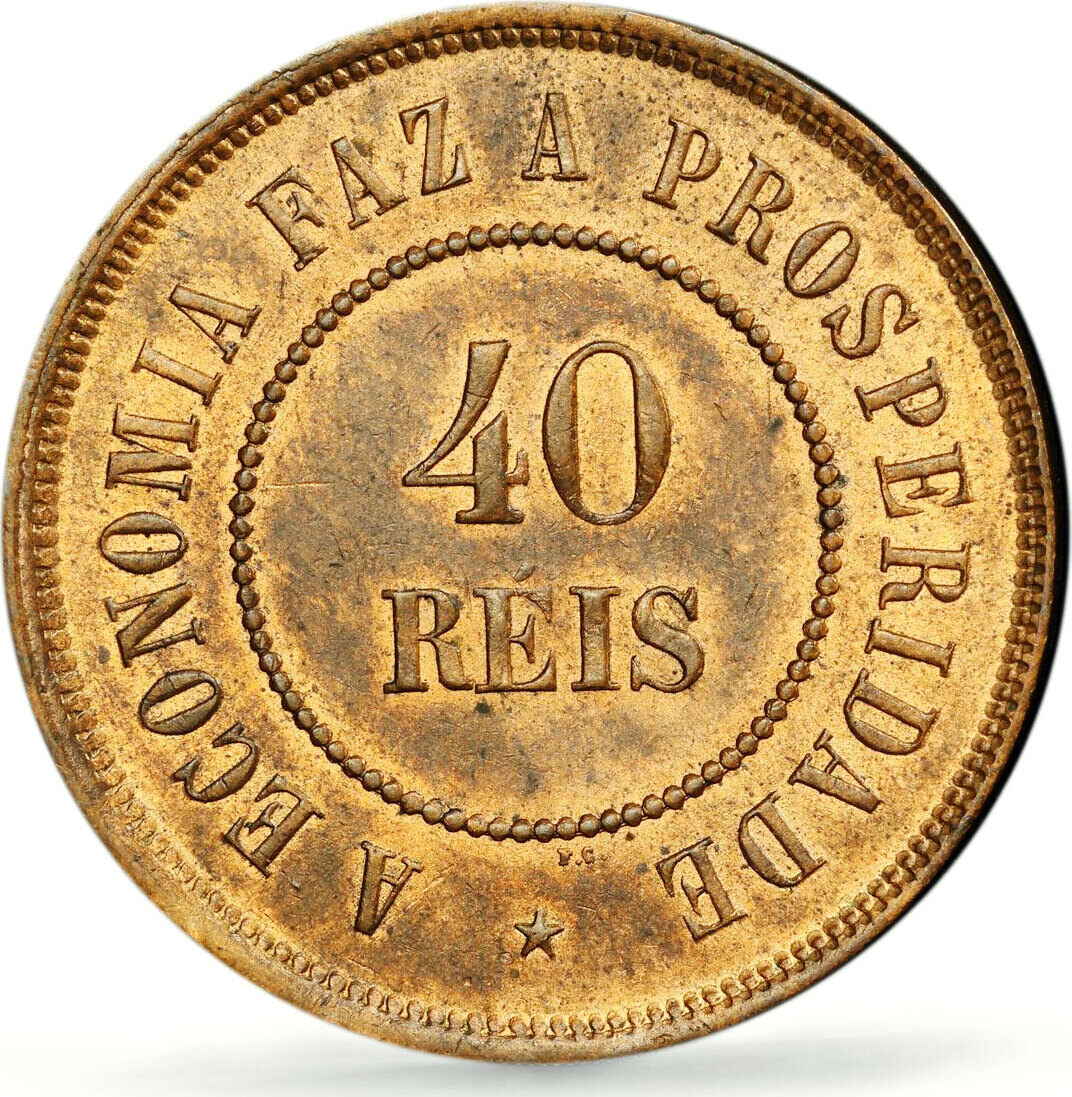 Brazil 40 reis Regular Coinage PROSPERIDADE KM-491 MS63 PCGS bronze ...