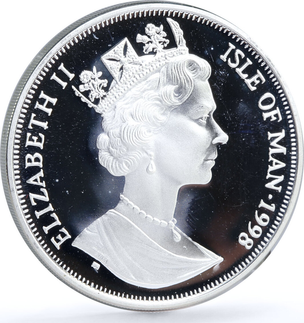 Isle of Man 1 crown Trains Railways Rocket Steam Locomotive silver coin ...