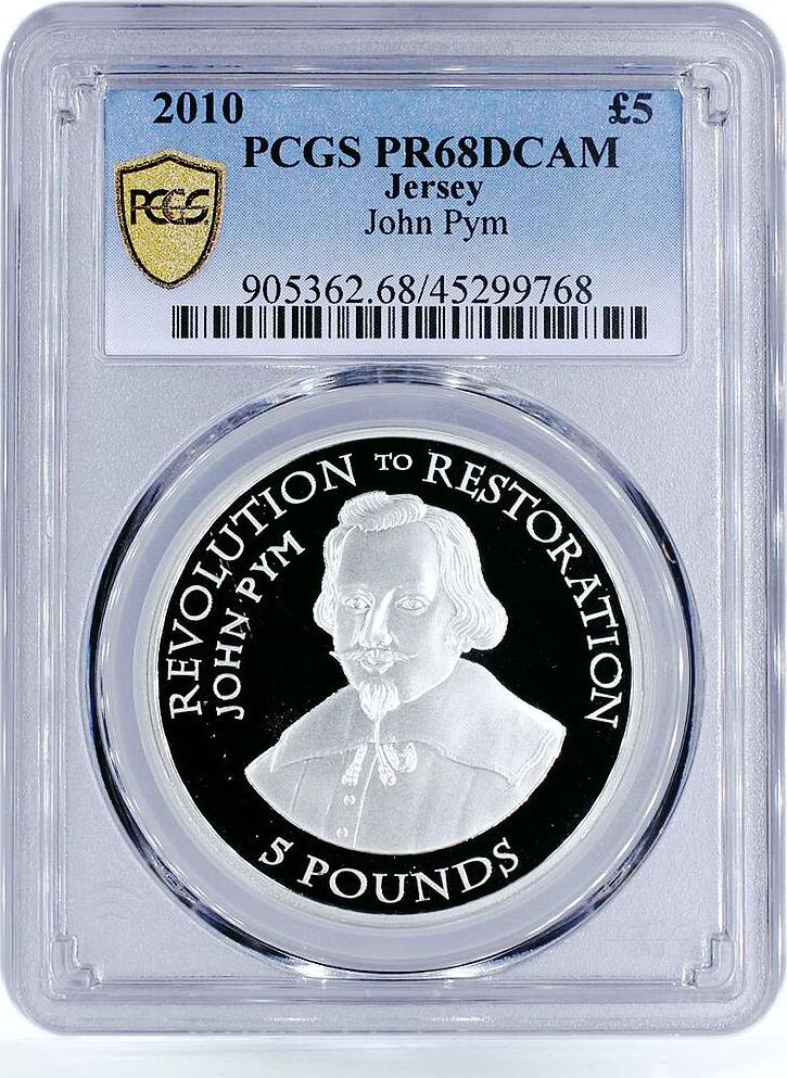Bailiwick of Jersey 5 pounds Politician Sir John Pym PR68 PCGS silver ...