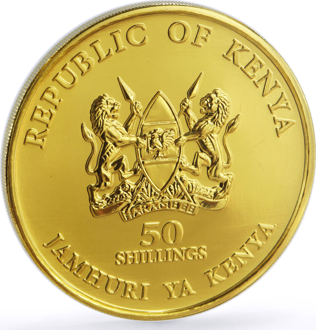 Kenya 50 shillings 50th Anniversary of Independence gilded NiBrass coin ...