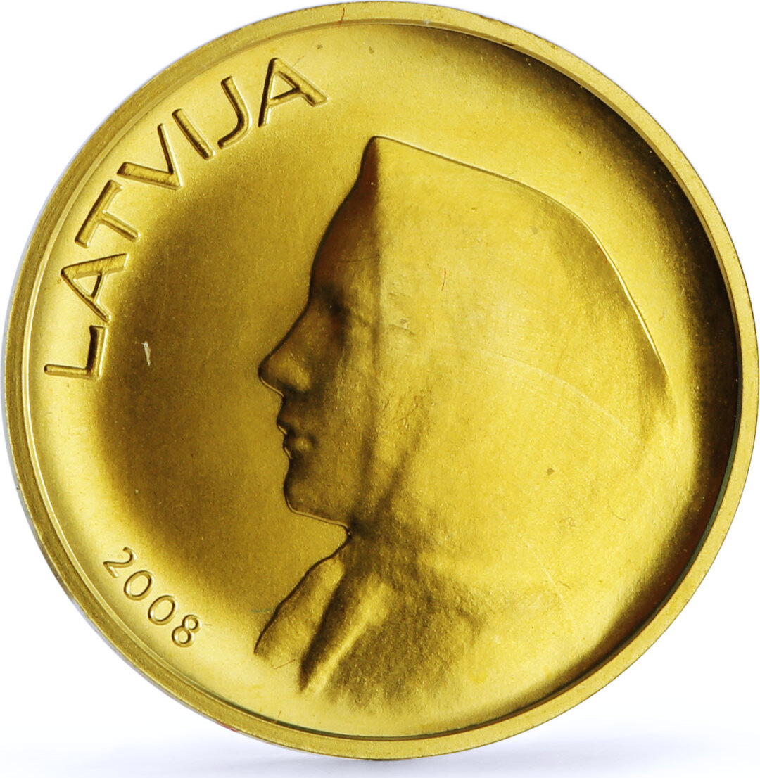 Latvia 20 lats Latvian Coin Woman Portrait Female Face Food KM-96 gold ...
