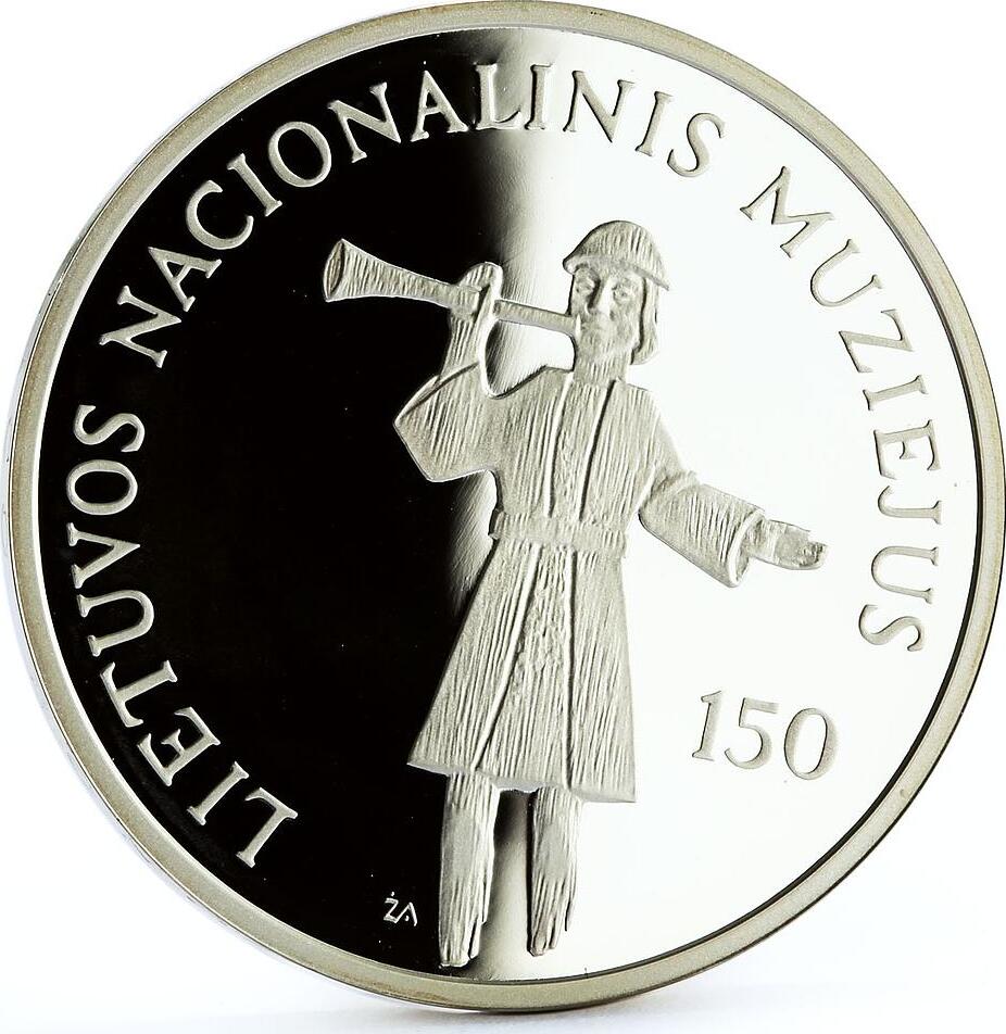 Lithuania 50 litu Lithuanian National Museum Man with Trumpet silver ...