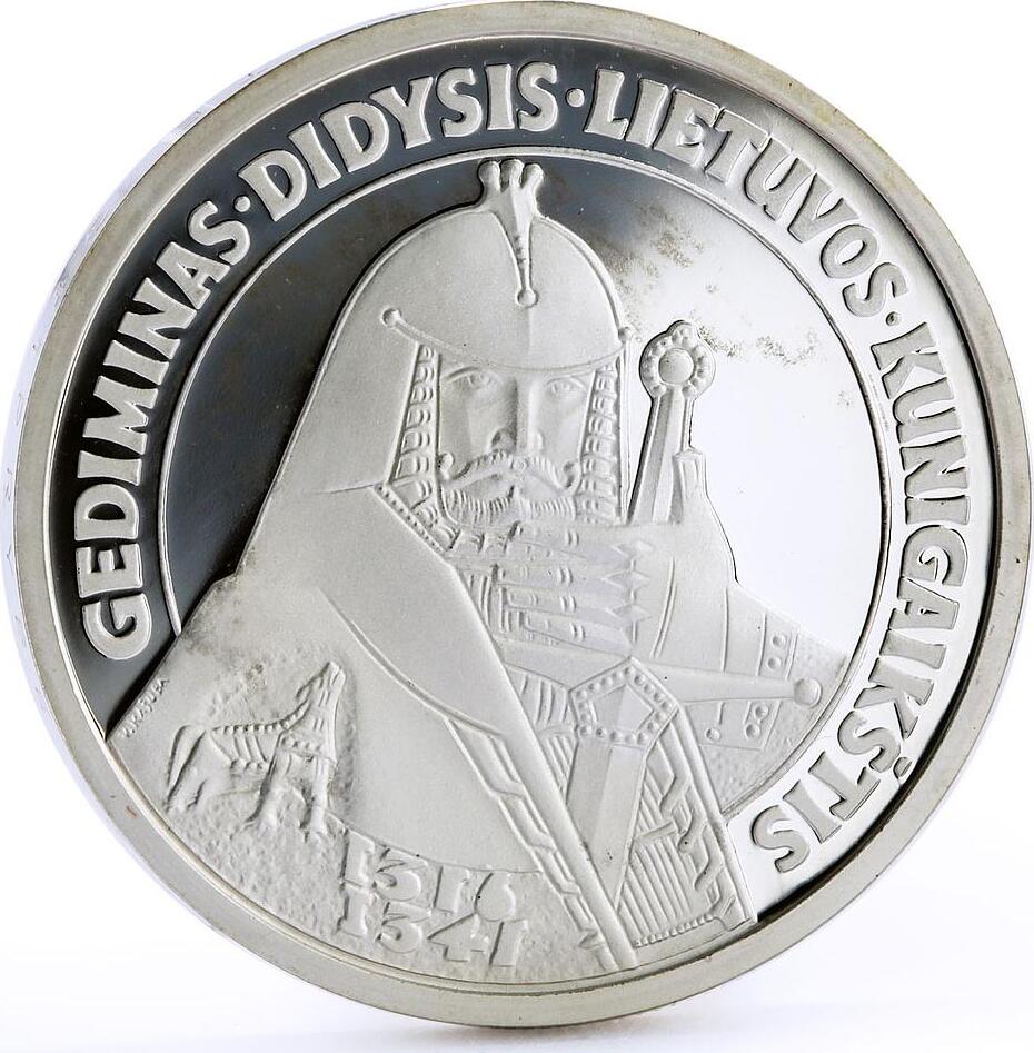 Lithuania 50 litu The Grand Duke Gediminas proof silver coin 1996 | MA ...