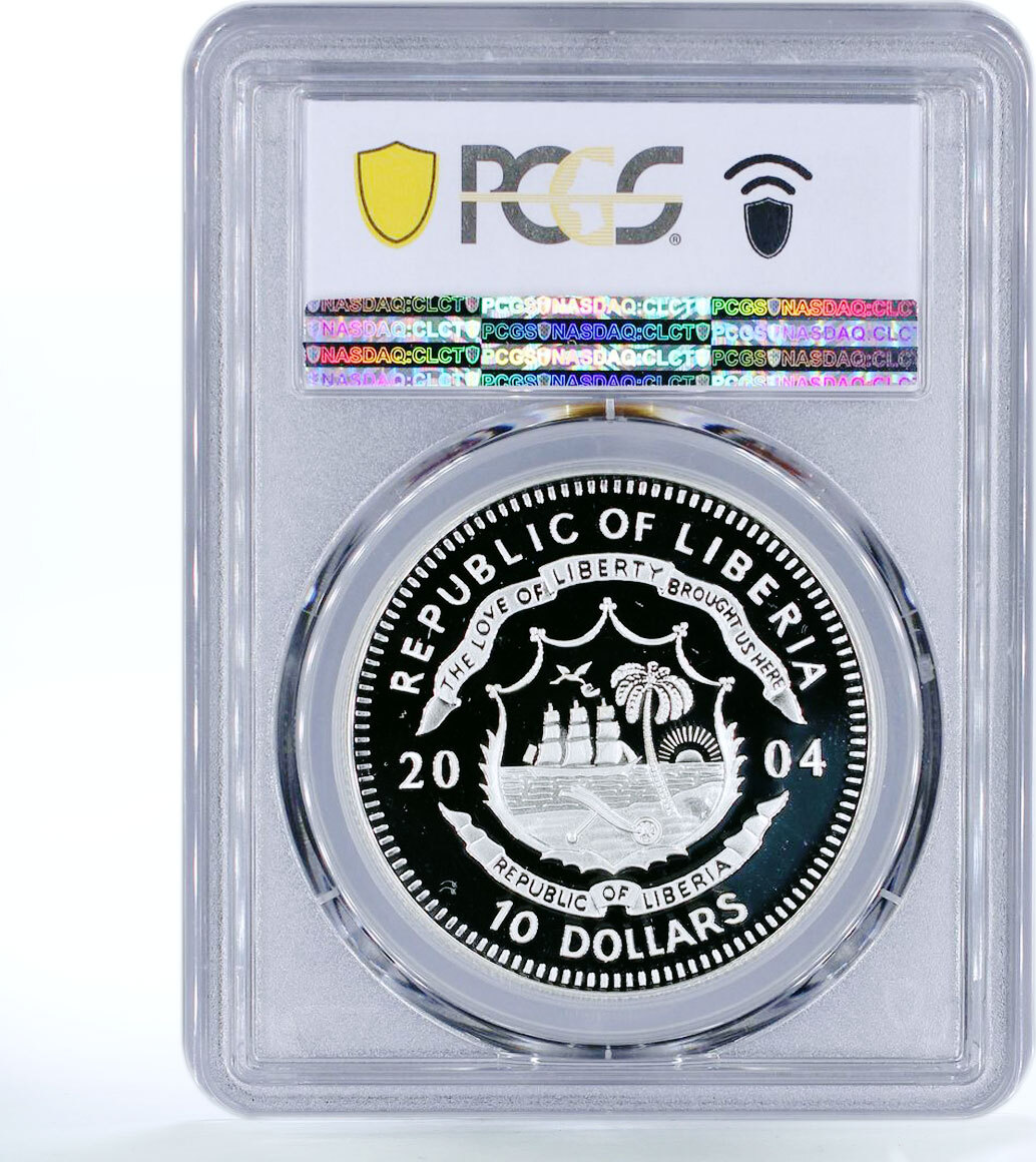 Liberia 10 dollars Salvador Dali Painter PR70 PCGS silver coin 2004 ...
