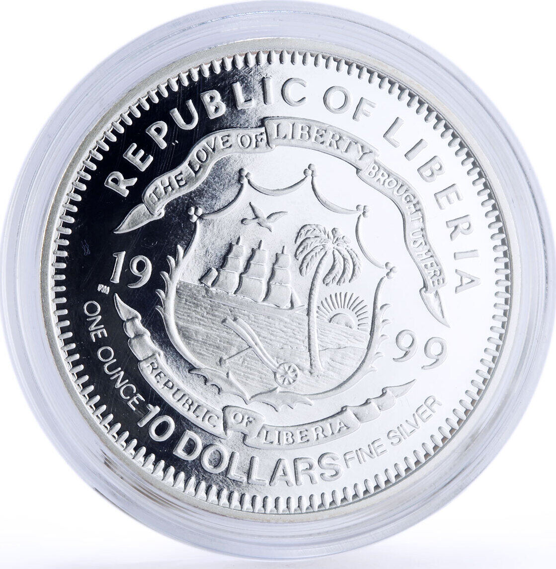 Liberia 10 dollars Seafaring Ship Clipper Christopher Columbus silver ...