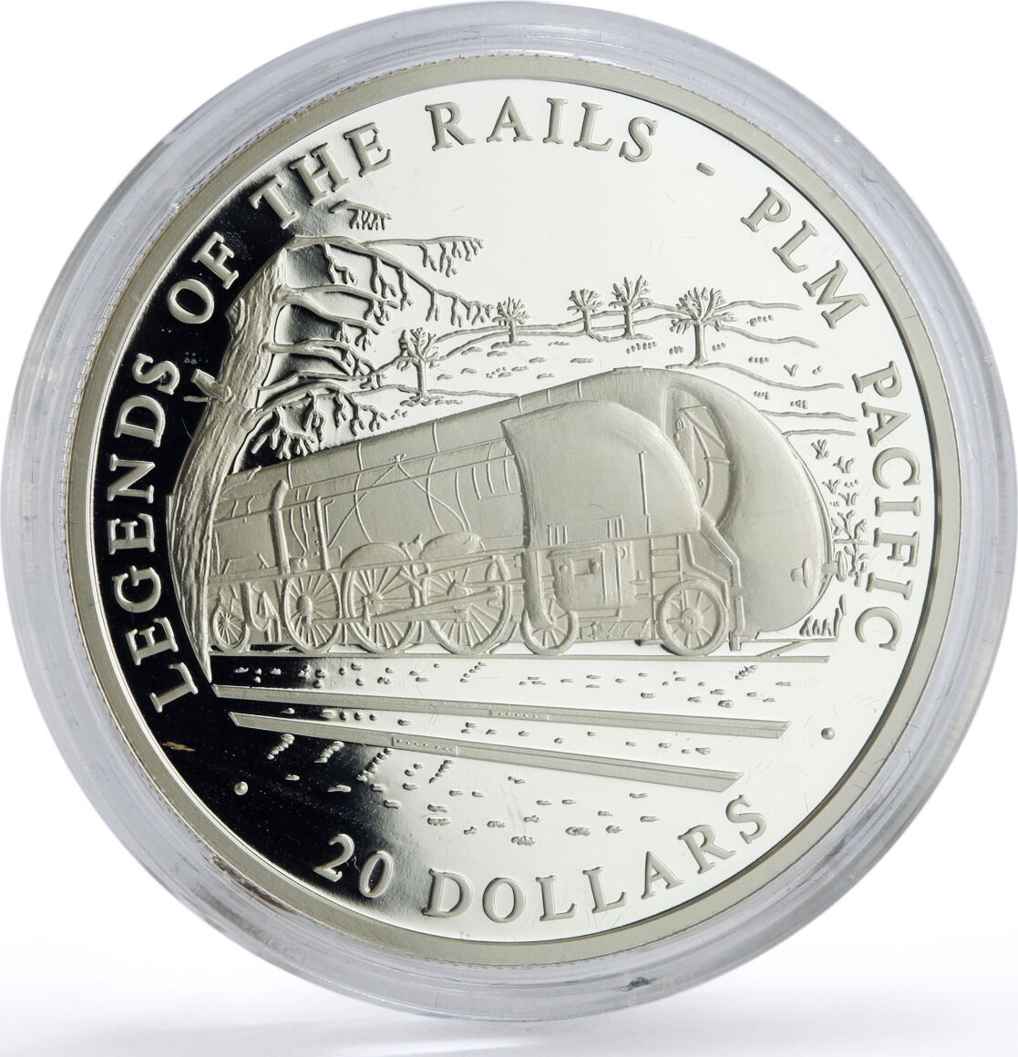 Liberia 20 dollars Trains Railway Locomotive PLM Pacific silver coin ...